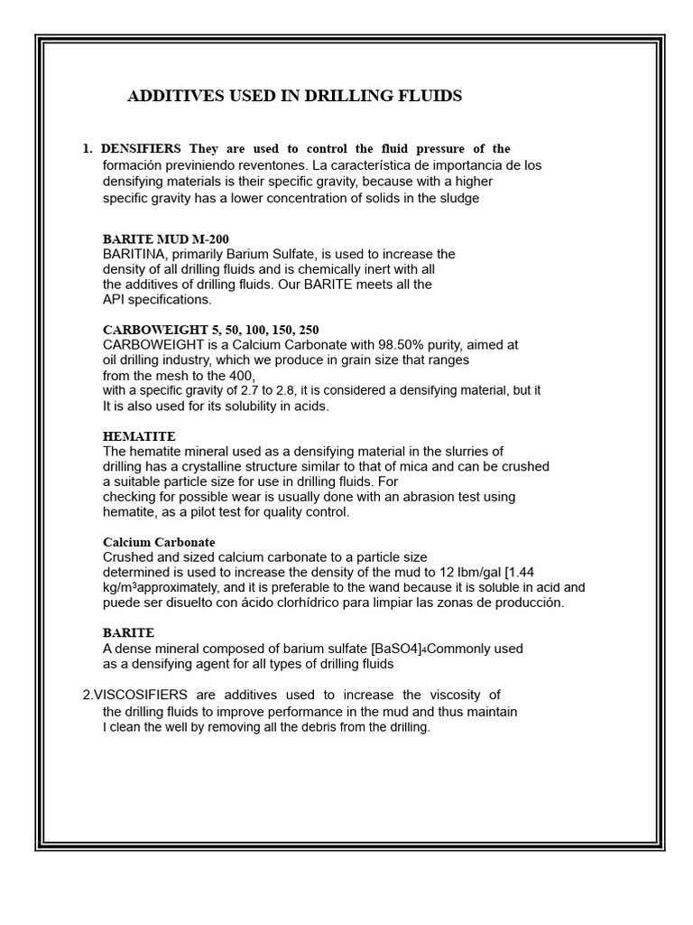 Additives for Drilling Fluids Explained | PDF | Sodium Hydroxide ...