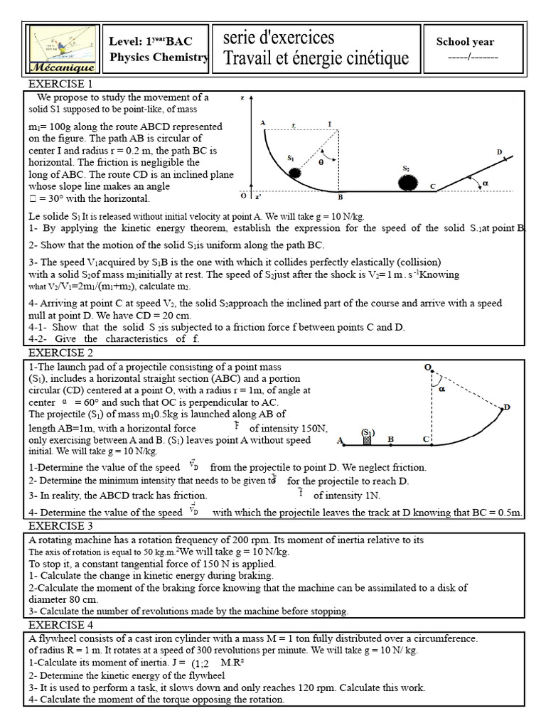 Chapter 3 Exercises 1 Work and Kinetic Energy | PDF | Motion (Physics ...