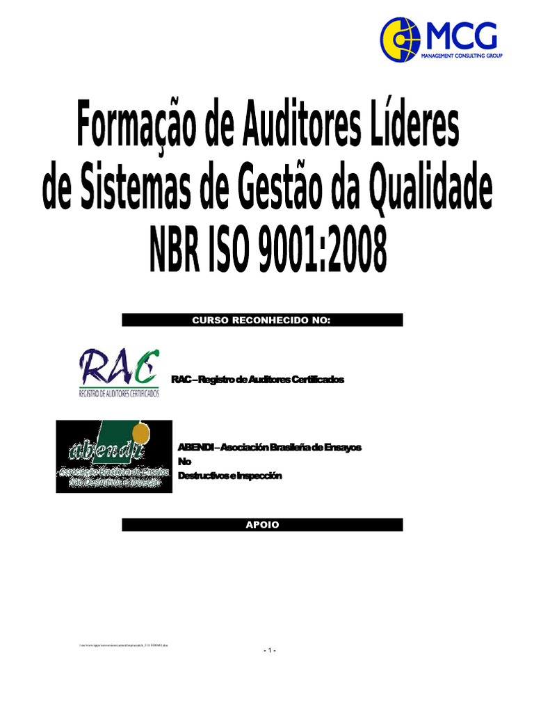 Curso de Auditor Líder ISO 9001:2008 | PDF | Organización internacional ...