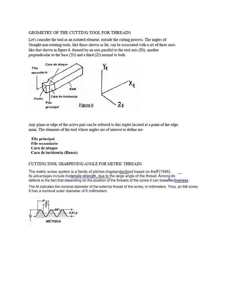 Cutting Tool Geometry for Threading | PDF | Screw | Machining