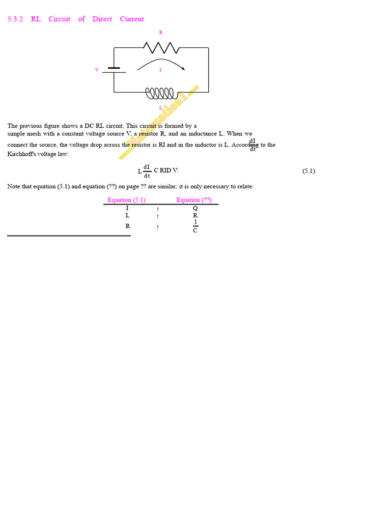 RL Circuit of Direct Current | PDF | Electrical Network | Electricity