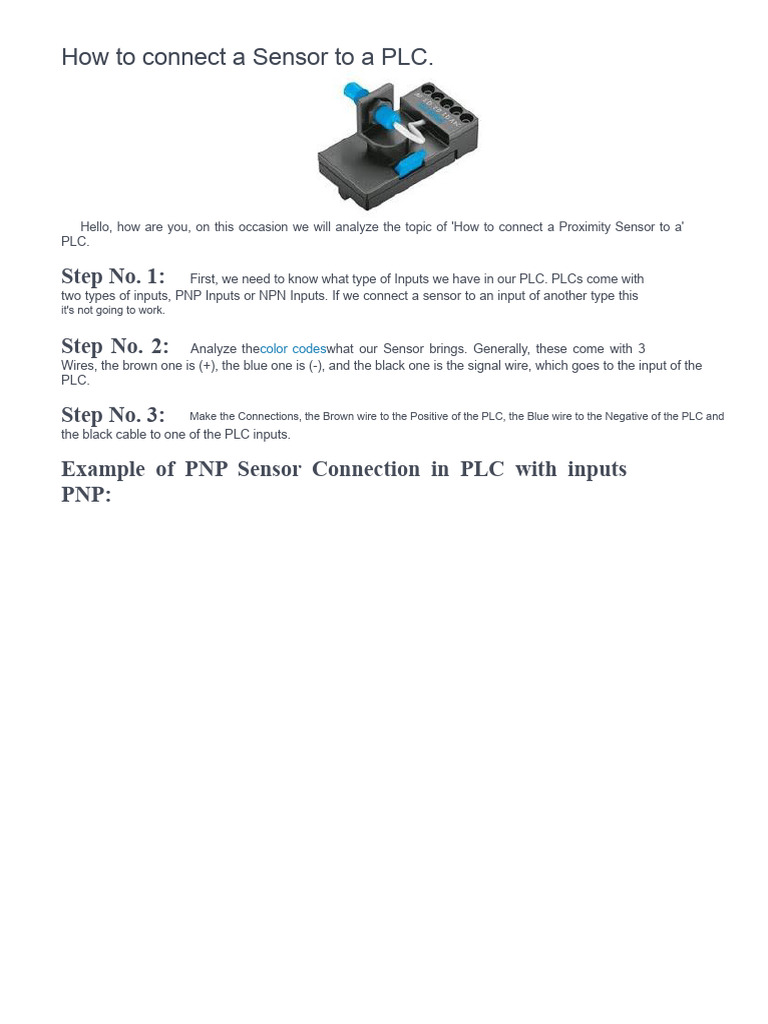 Connect Proximity Sensor to PLC Guide | PDF