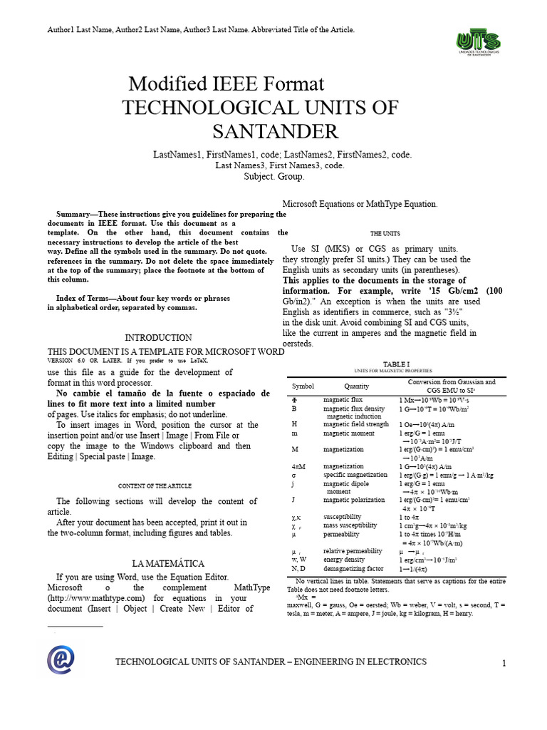 IEEE Format Guidelines for Articles | PDF | Bracket | International ...