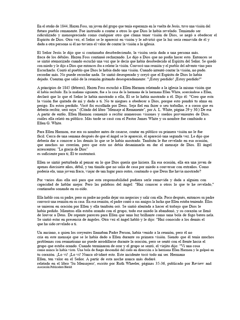 Ellen White | PDF | Oración | Iglesia Adventista del Séptimo Día