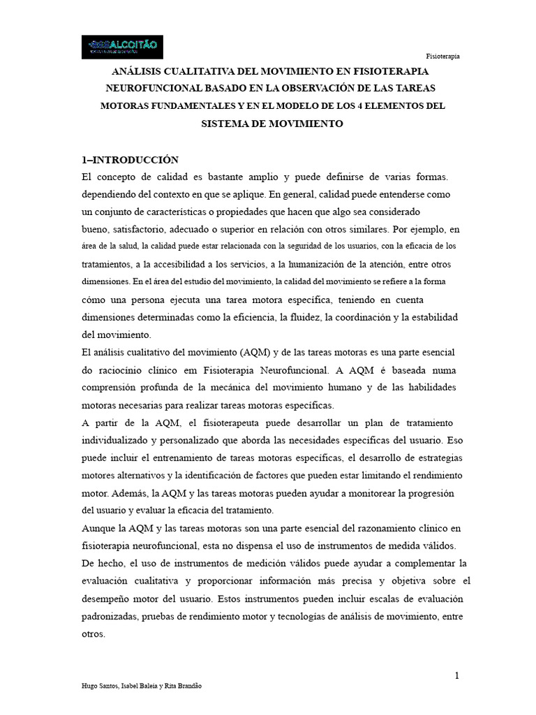 2 Modelo Análisis Cualitativa Tareas Motoras | PDF | Terapia física ...