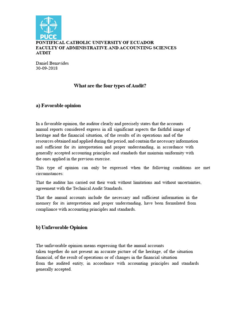 The Four Types of Audit Opinions | PDF | Audit | Auditor's Report