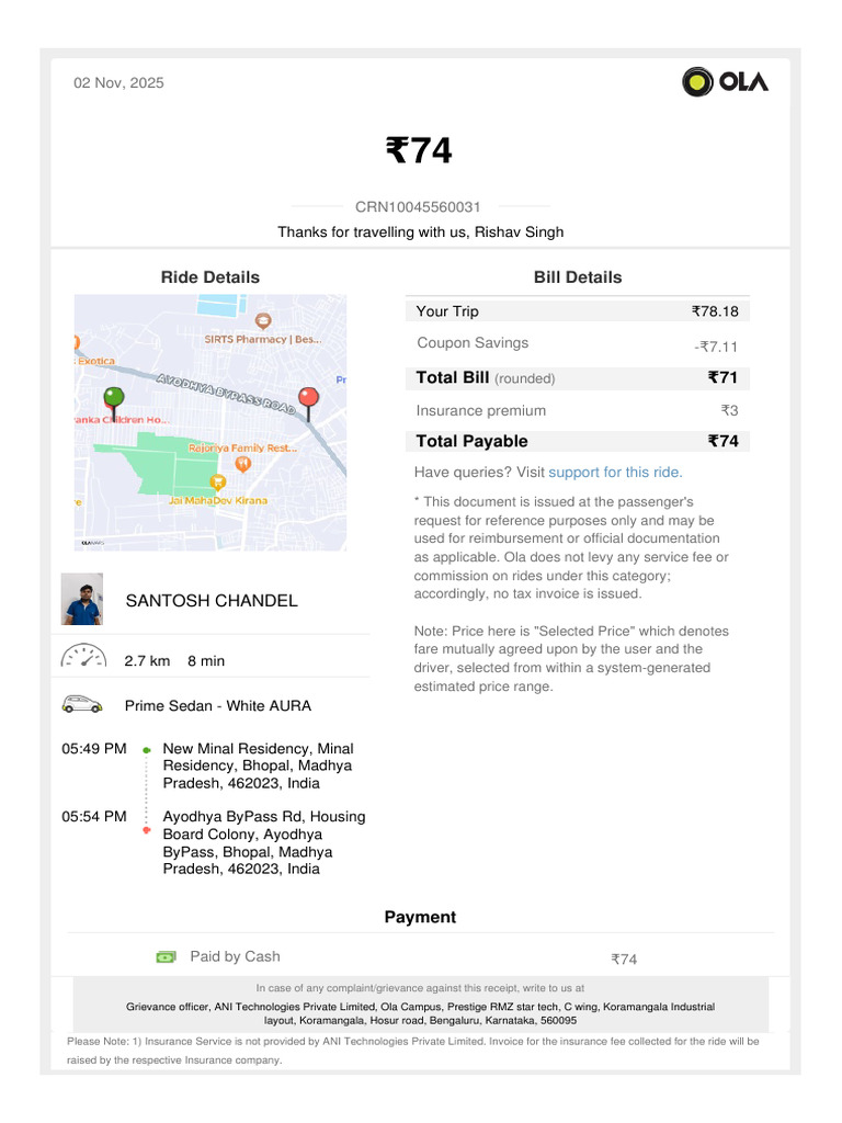 2 Nov Ola | PDF | Receipt