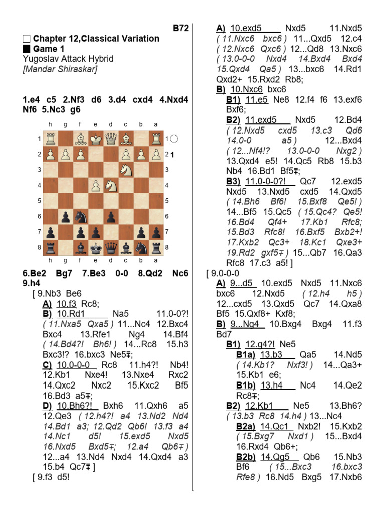 P12 B72 Classical Variation Yugoslav Attack Hybrid C12G1 | PDF | Chess ...