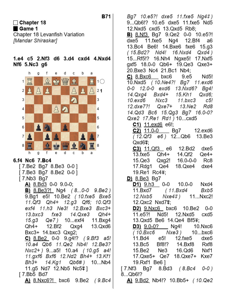 P18 B71 Levanfish Variation C18G1 | PDF | Chess | Chess Theory