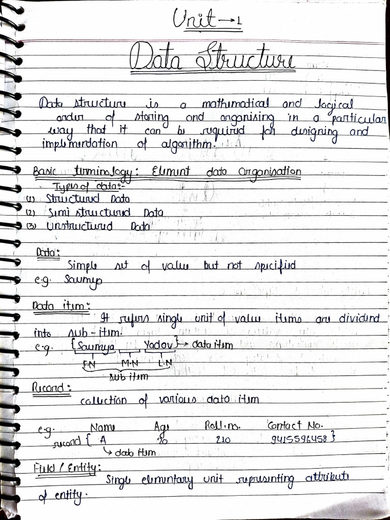 Data Structure Unit 1 | PDF