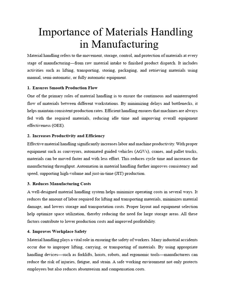 Optimizing Materials Handling in Manufacturing | PDF | Warehouse ...