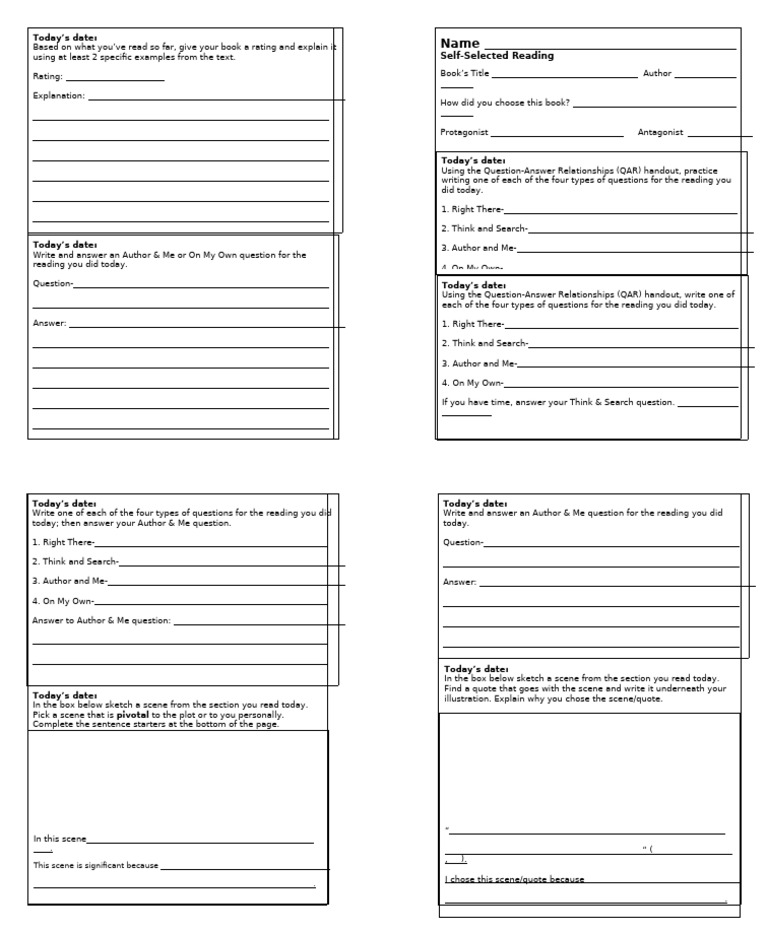 Independent Reading Booklet | PDF