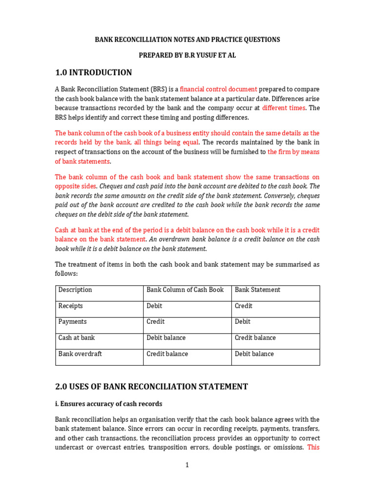 Bank Reconciliation Guide and Practice | PDF | Cheque | Banks