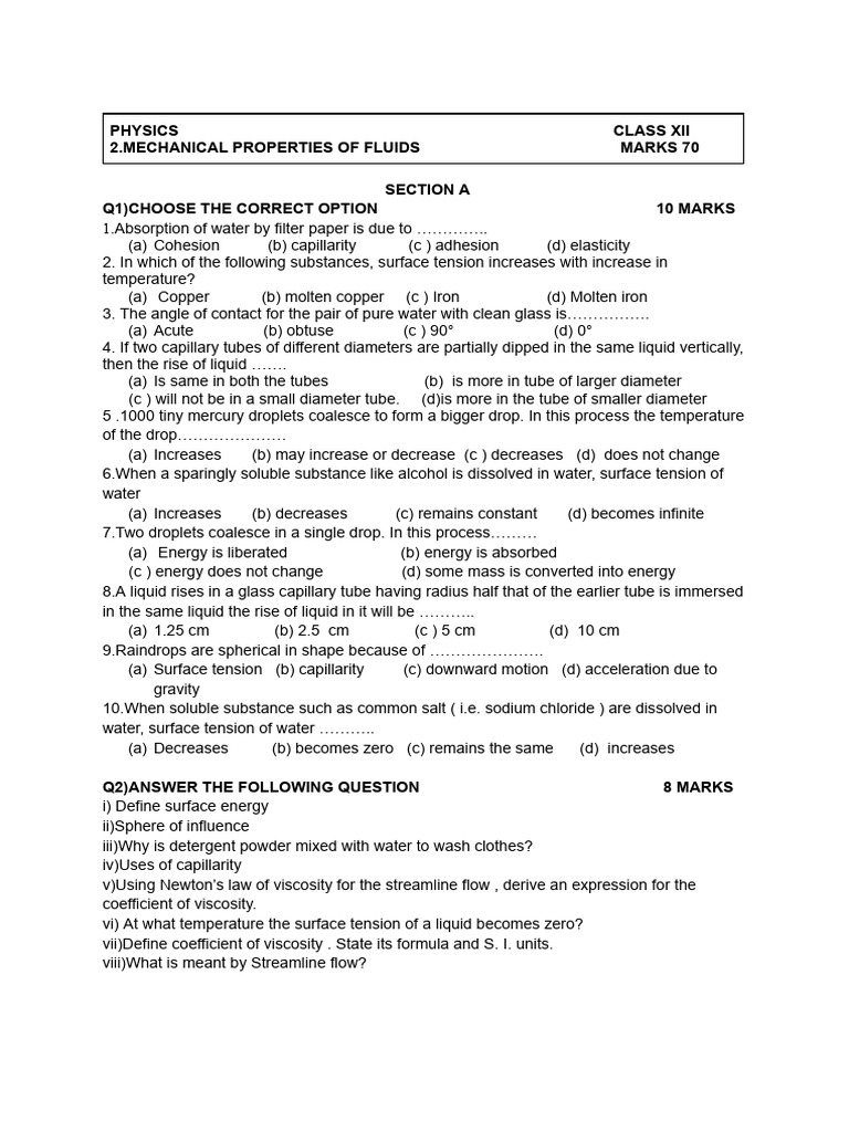 physics 2 | PDF | Drop (Liquid) | Surface Tension