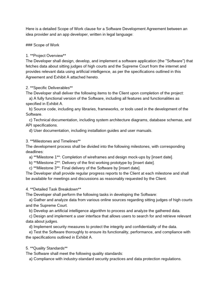 Here Is A Detailed Scope of Work Clause For A Software Development ...