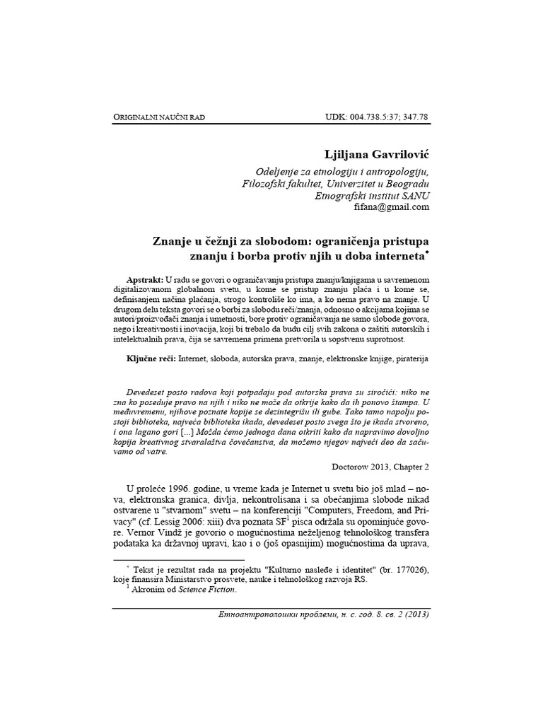 Ljiljana Gavrilović - Znanje_u_ceznji_za_slobodom_ogranicenja | PDF