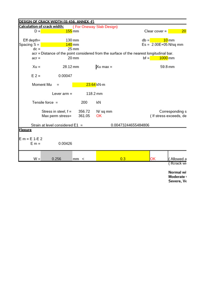 Crack Width Check for Slabs (1) | PDF | Fracture | Deformation (Mechanics)