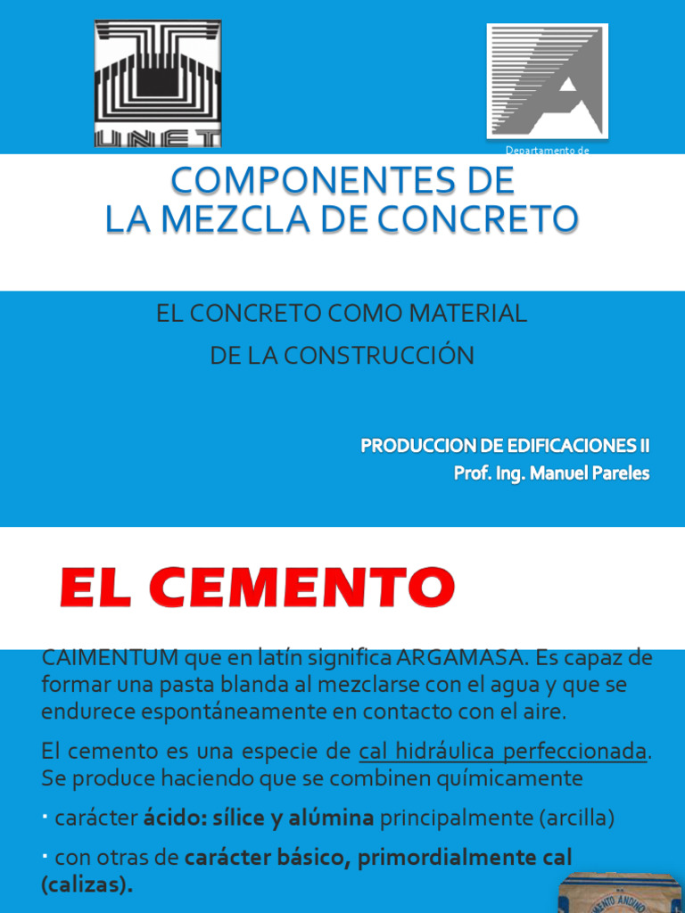2 Componentes de La Mezcla Cemento 2024-1 | PDF | Cemento | Lima (Material)