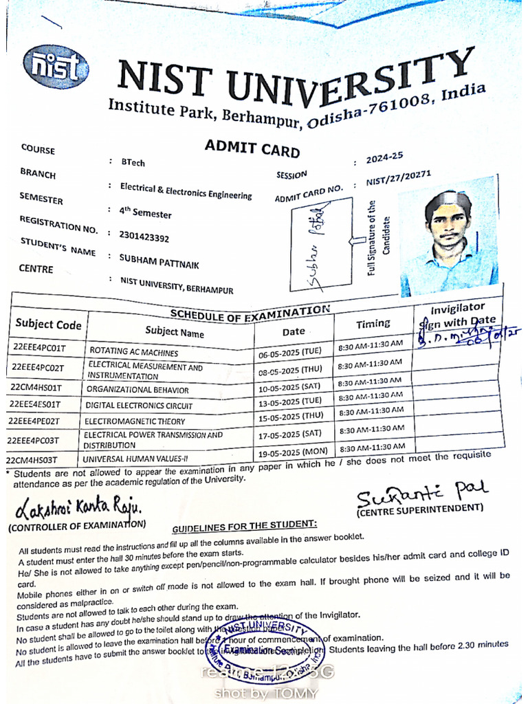 4th Sem Admit Card | PDF