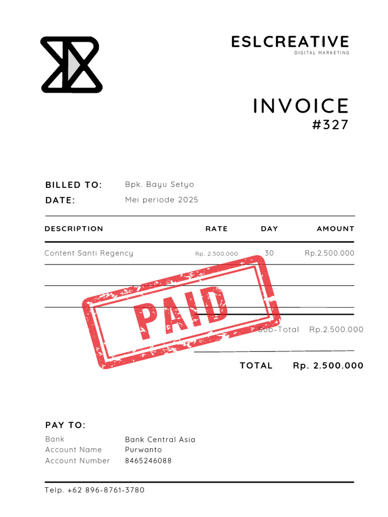 Santi Regency Invoice Mei 2025 | PDF