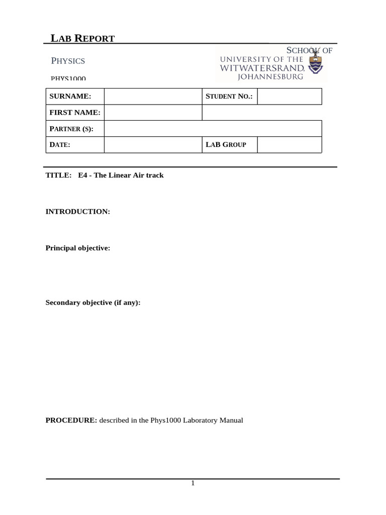 Linear Air Track Experiment Report | PDF | Collision | Mass