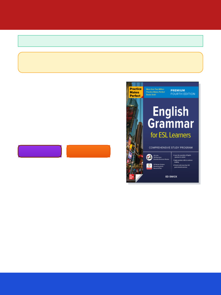 English Grammar for ESL Learners (Practice Makes Perfect), Premium 4th ...