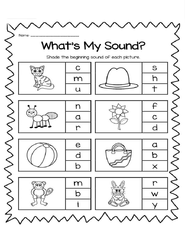 Beginning Sounds Printable Worksheet Pack - Kindergarten Phonics | PDF