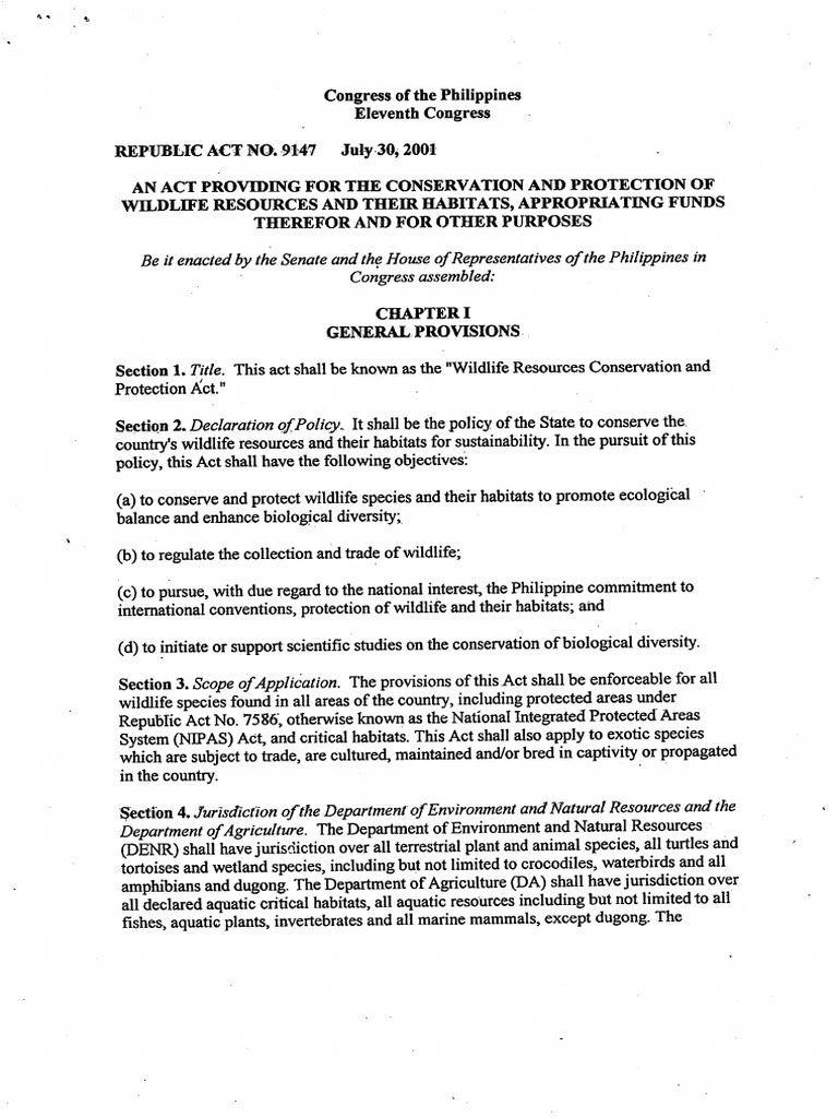 RA 9147 Wildlife | PDF