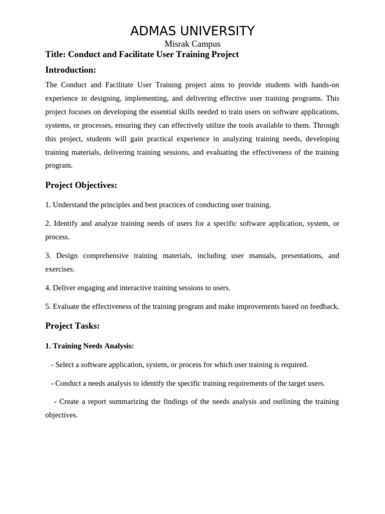 Conduct and Facilitate User Training - Project | PDF | Usability ...