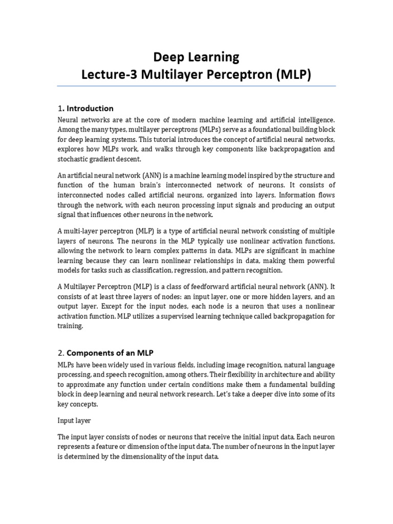Multilayer Perceptron Detailed With Diagrams | PDF | Deep Learning | Artificial Intelligence