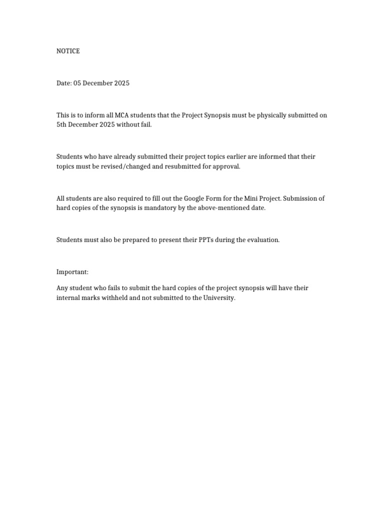 NOTICE Project Synopsis Submission | PDF