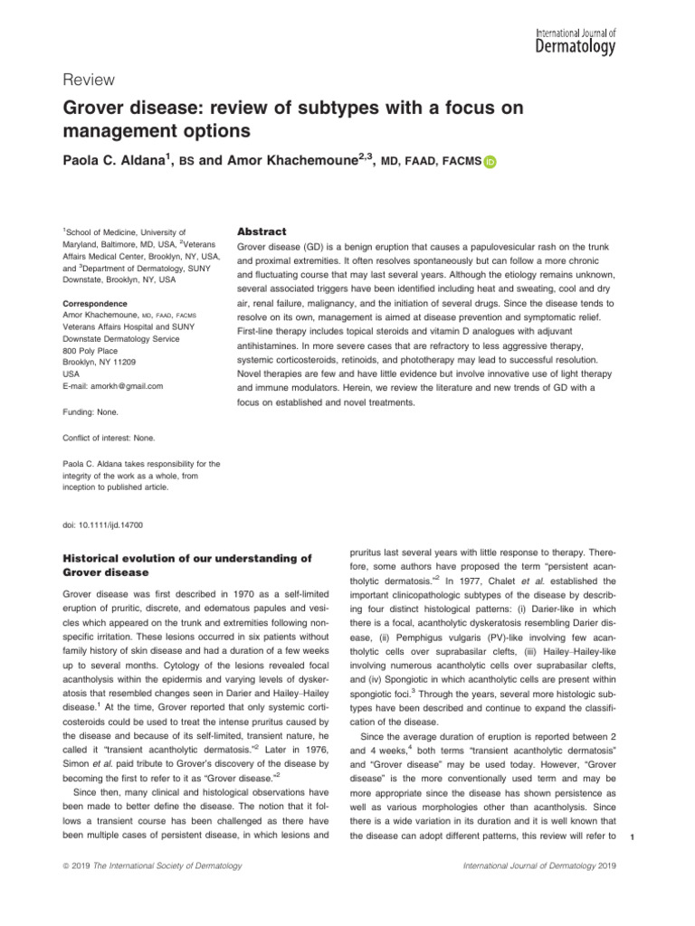 Grover Disease Review of Subtypes With A | PDF | Topical Medication ...