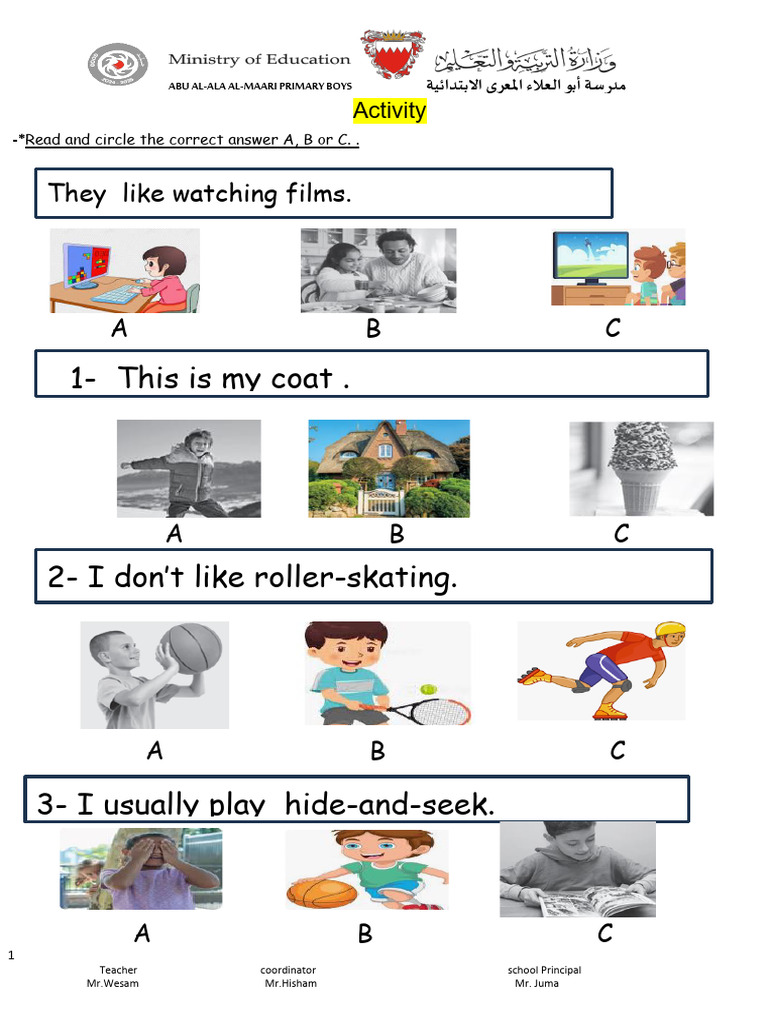 Grade 3 - Revision Activities - Unit 4 - 2026 | PDF