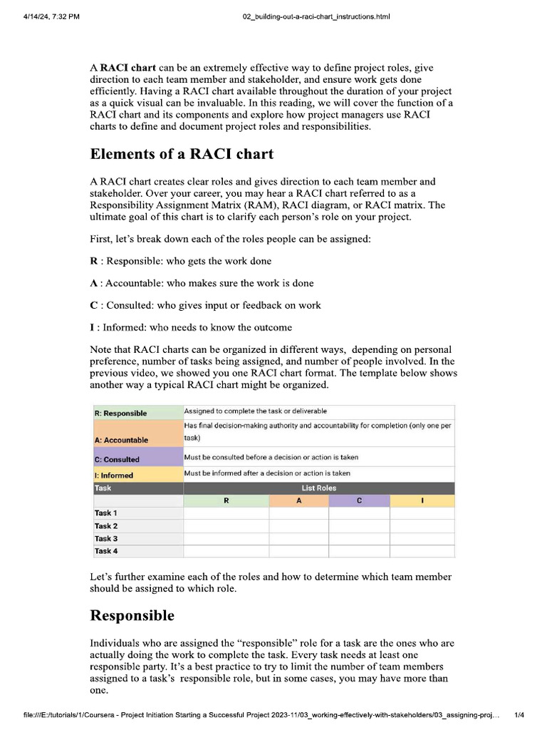 02 Building Out a Raci Chart Instructions | PDF