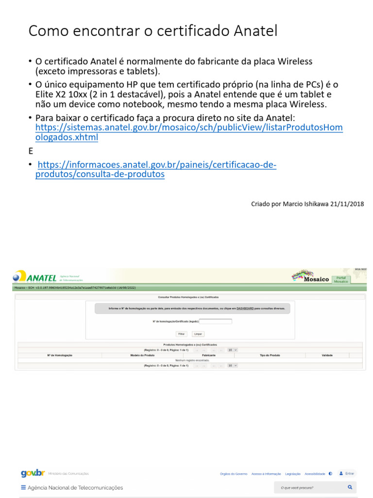 Como Encontrar Certificado Anatel | PDF