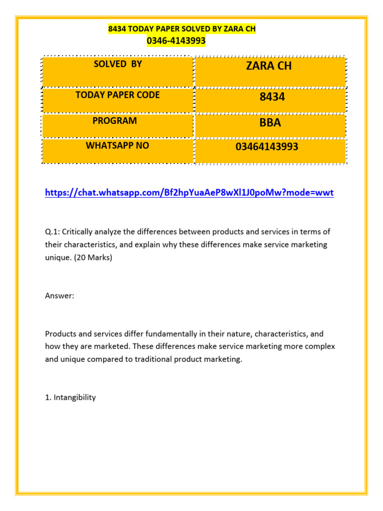 8434 Solved by Zara Ch | PDF | Marketing | Business
