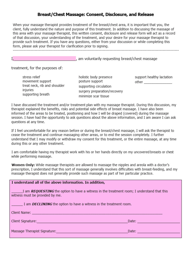 Breast_chest_consent | PDF | Breast | Massage