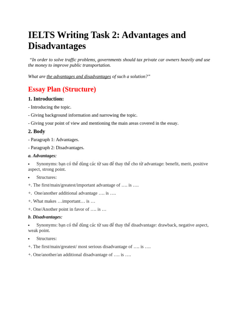 IELTS Writing Task 2: Pros and Cons | PDF | Taxes | Public Transport