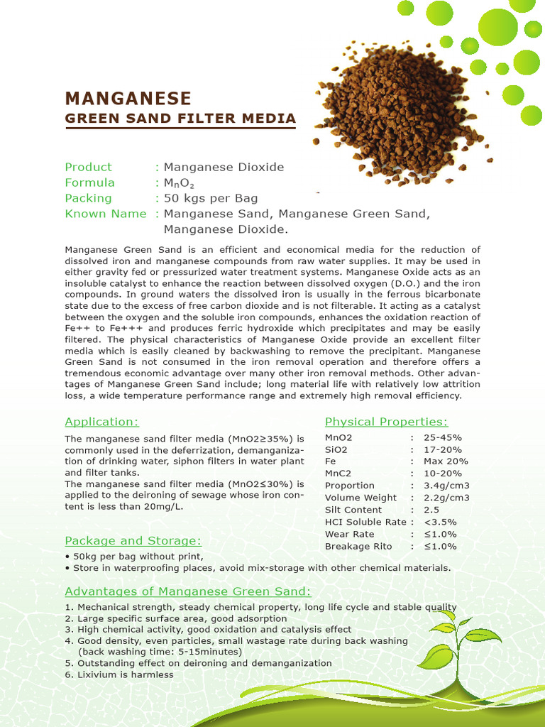 Manganese Green Sand Filter Media | PDF | Iron | Manganese