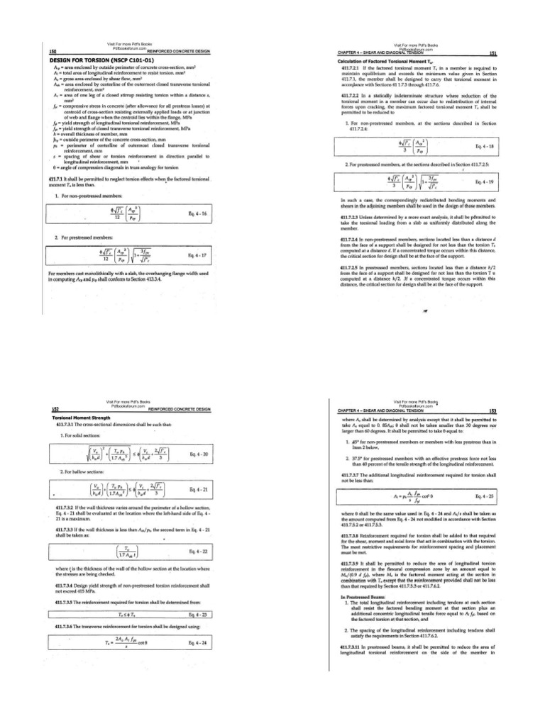 RCD Torsion and Development Length - NSCP 2001 | PDF