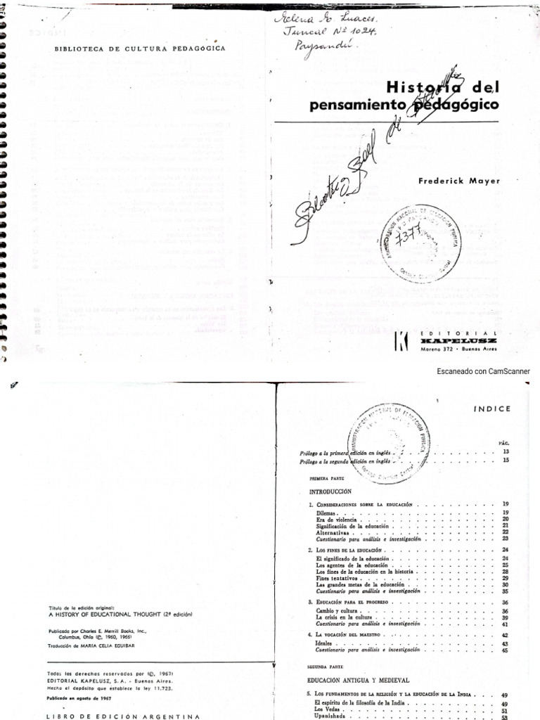 Historia Del Pensamiento Pedagógico - Frederick Mayer | PDF