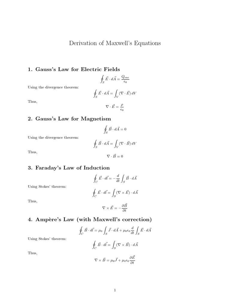Deriving Maxwell's Equations Explained | PDF | Electromagnetic ...