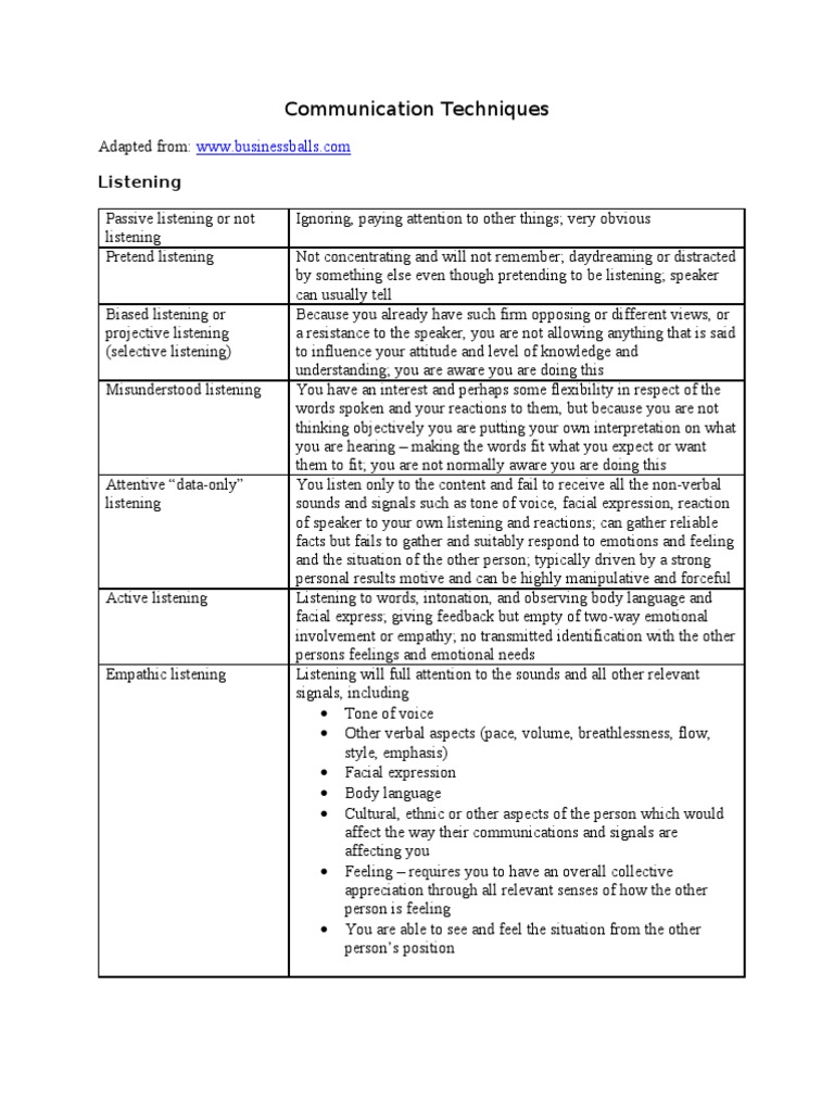 Communications Techniques | PDF | Nonverbal Communication | Body Language