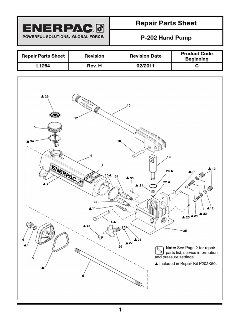 ENERPAC P202 Repair Parts | PDF | Valve | Hydraulics