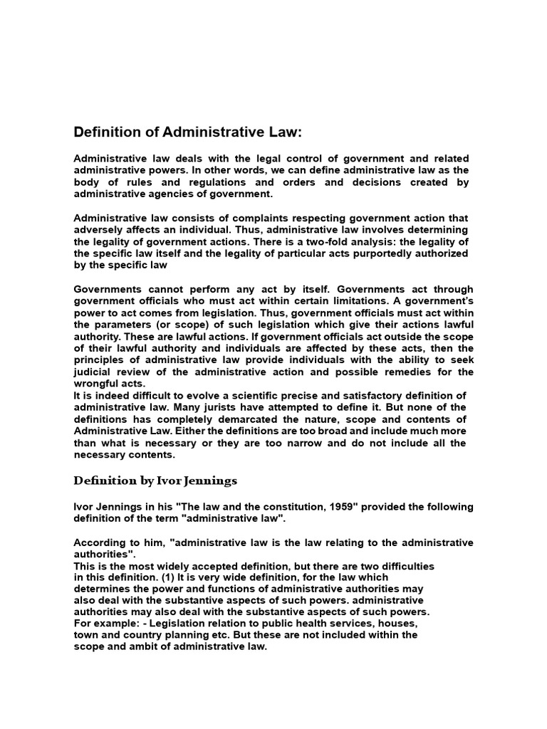 Definition and Scope | PDF | Administrative Law | Rule Of Law