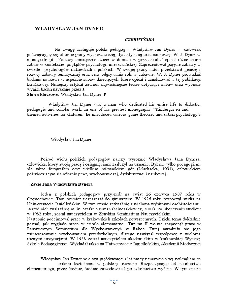 Władysław Jan Dyner Zabawy Tematyczne Dzieci | PDF