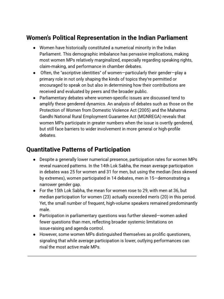 Women's Representation | PDF | Social Policy | Social Psychology