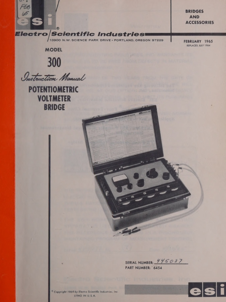 ESI Model 300 Potentiometric Voltmeter | PDF | Voltage | Resistor