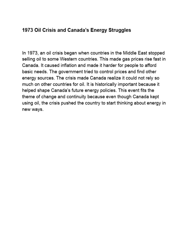 1973 Oil Crisis and Canada's Energy Struggles | PDF