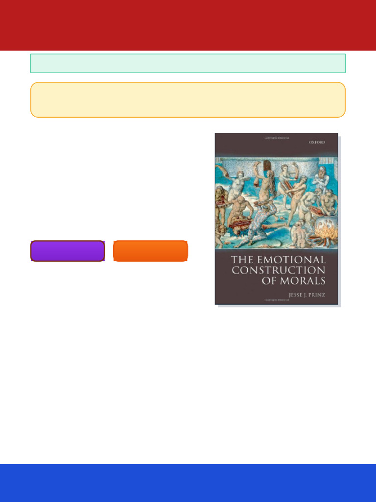 The Emotional Construction of Morals 1st Edition Jesse Prinz Newest ...